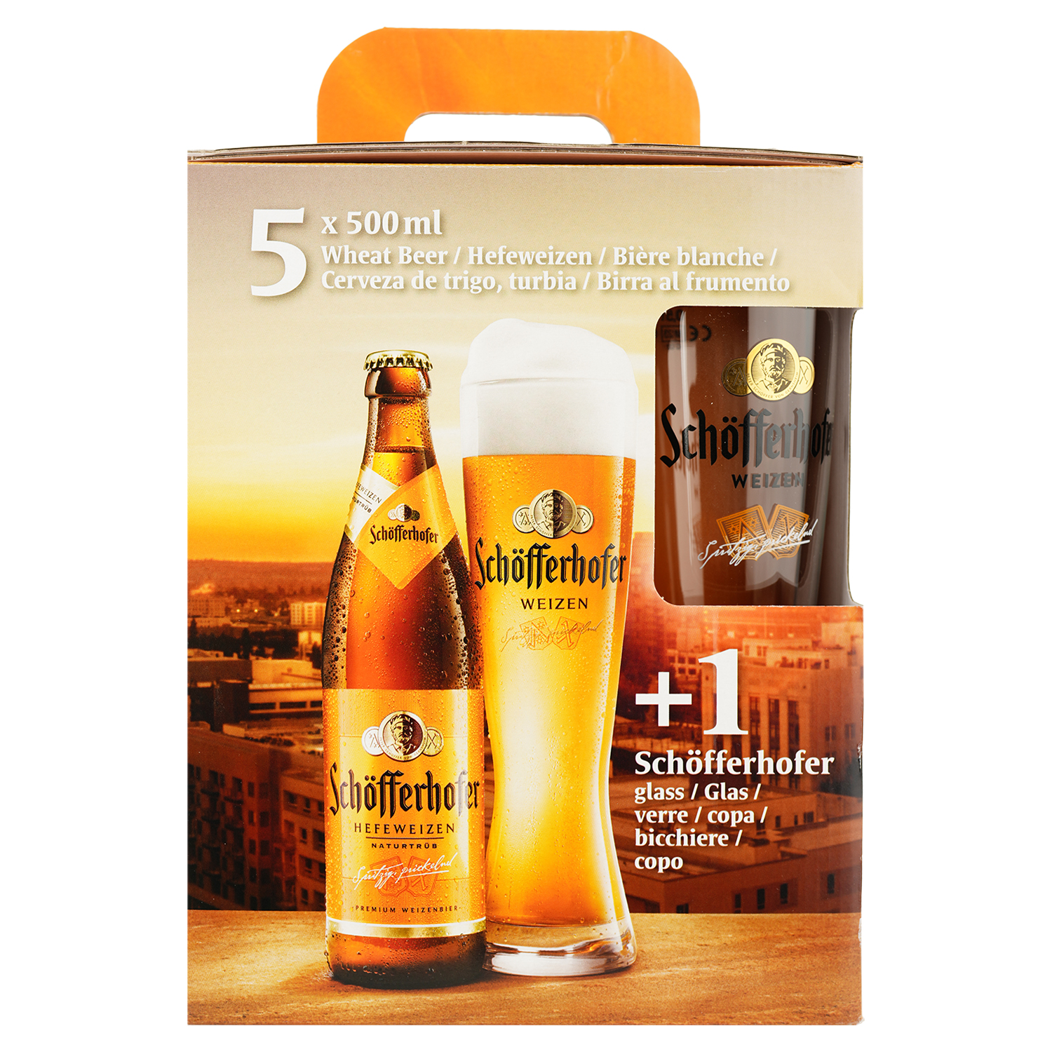 Набір пива Schofferhofer 5% (5 шт. х 0.5 л) + келих купити у Києві ...