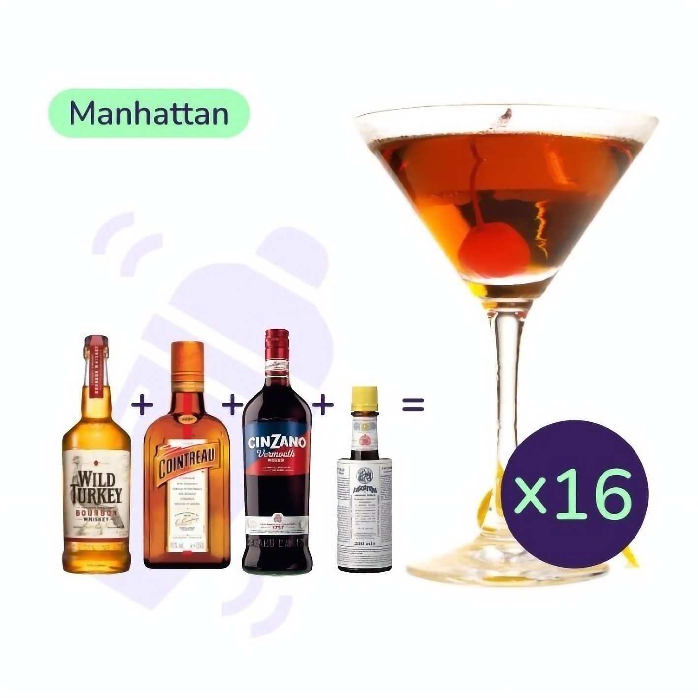 Коктейль Manhattan (набір інгредієнтів) х16 на основі Wild Turkey ...