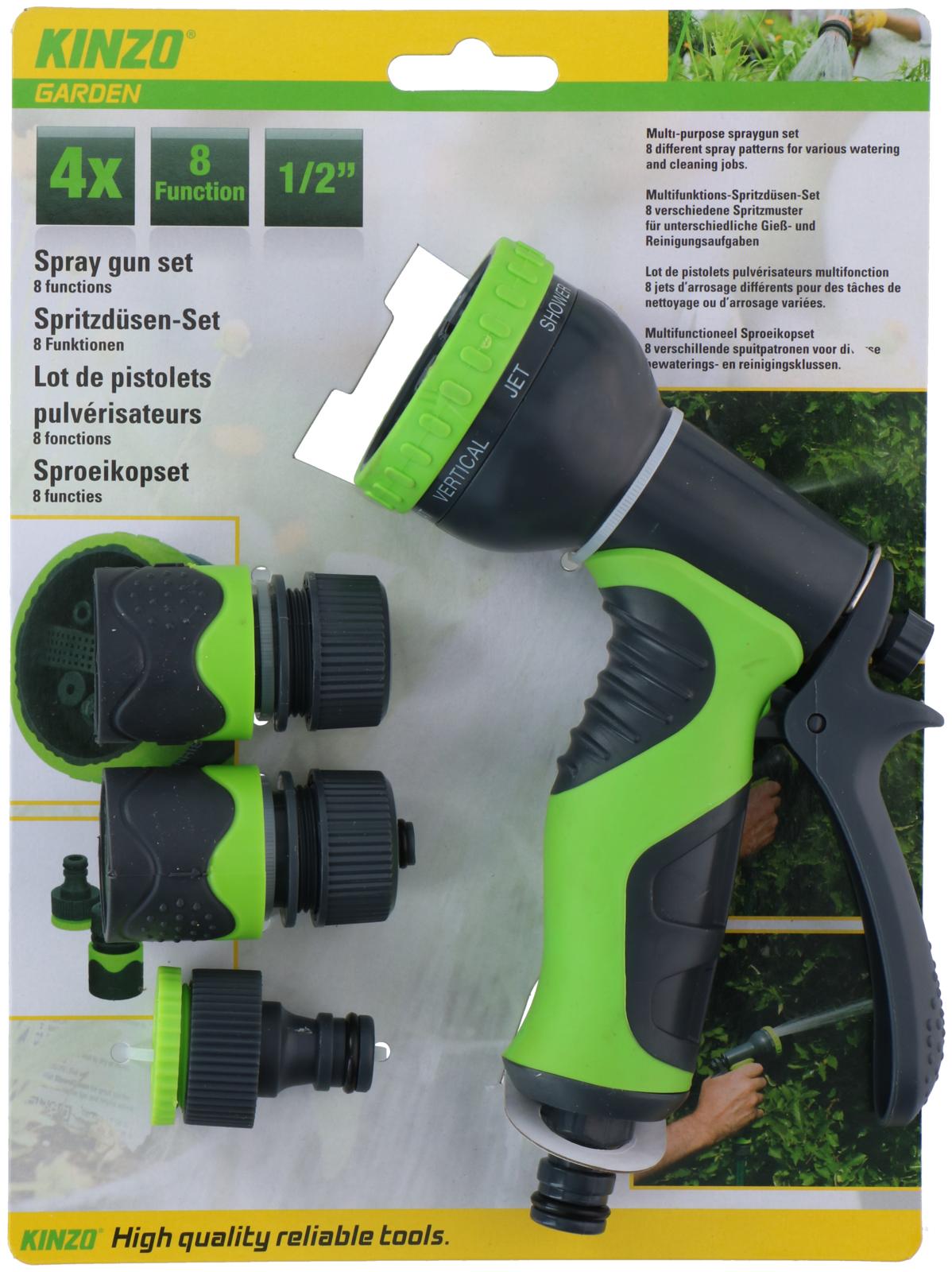 Набір для поливу Kinzo Garden Пістолет 8 режимів + 2 конектори 1/2 ...