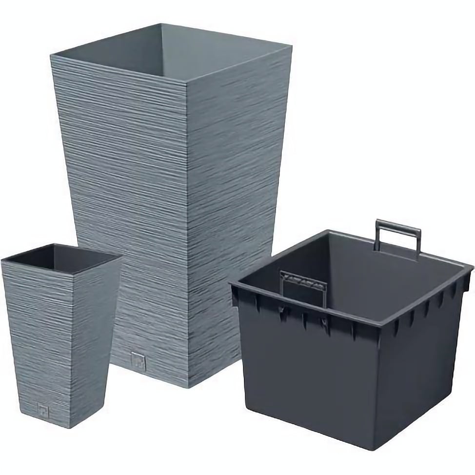 Горщик для квітів Prosperplast Furu з вкладкою 60 л сірий (57796-422 ...