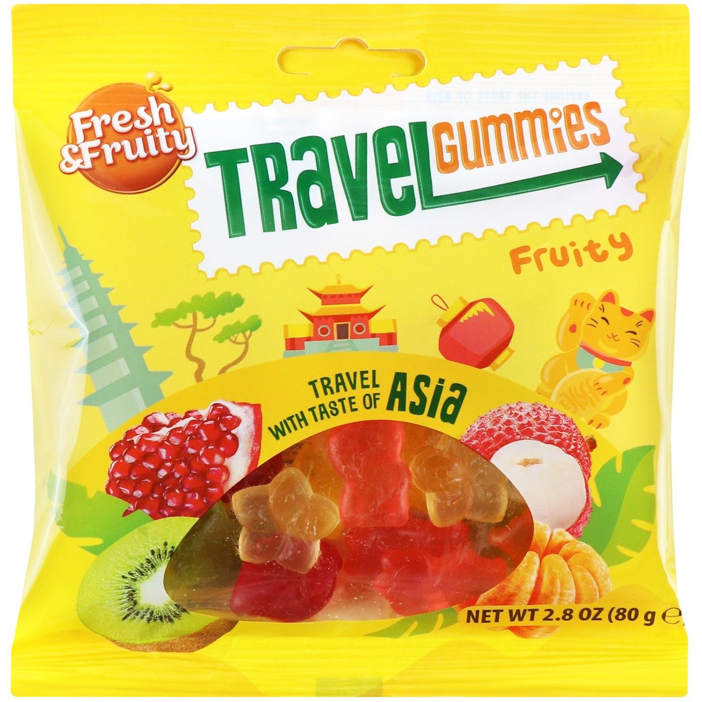 Цукерки Wawel Travel Gummies Asia з фруктовим смаком 80 г (925516 ...