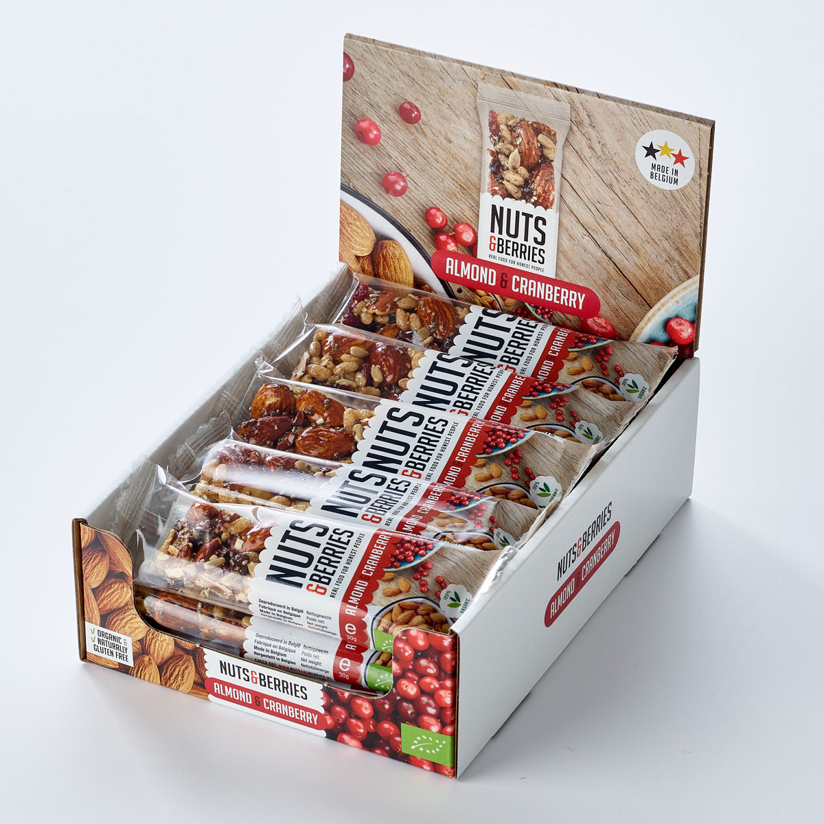 Батончик Nuts & Berries горіховий з мигдалем та журавлиною органічний ...