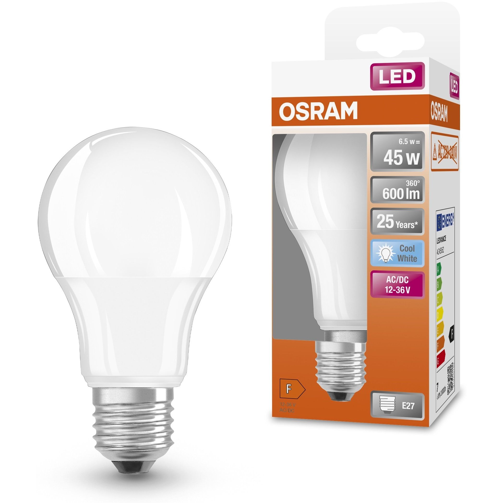 Лампа Osram LED 6.5 Вт E27 CLA65 низьковольтна (4058075757608) купити у ...